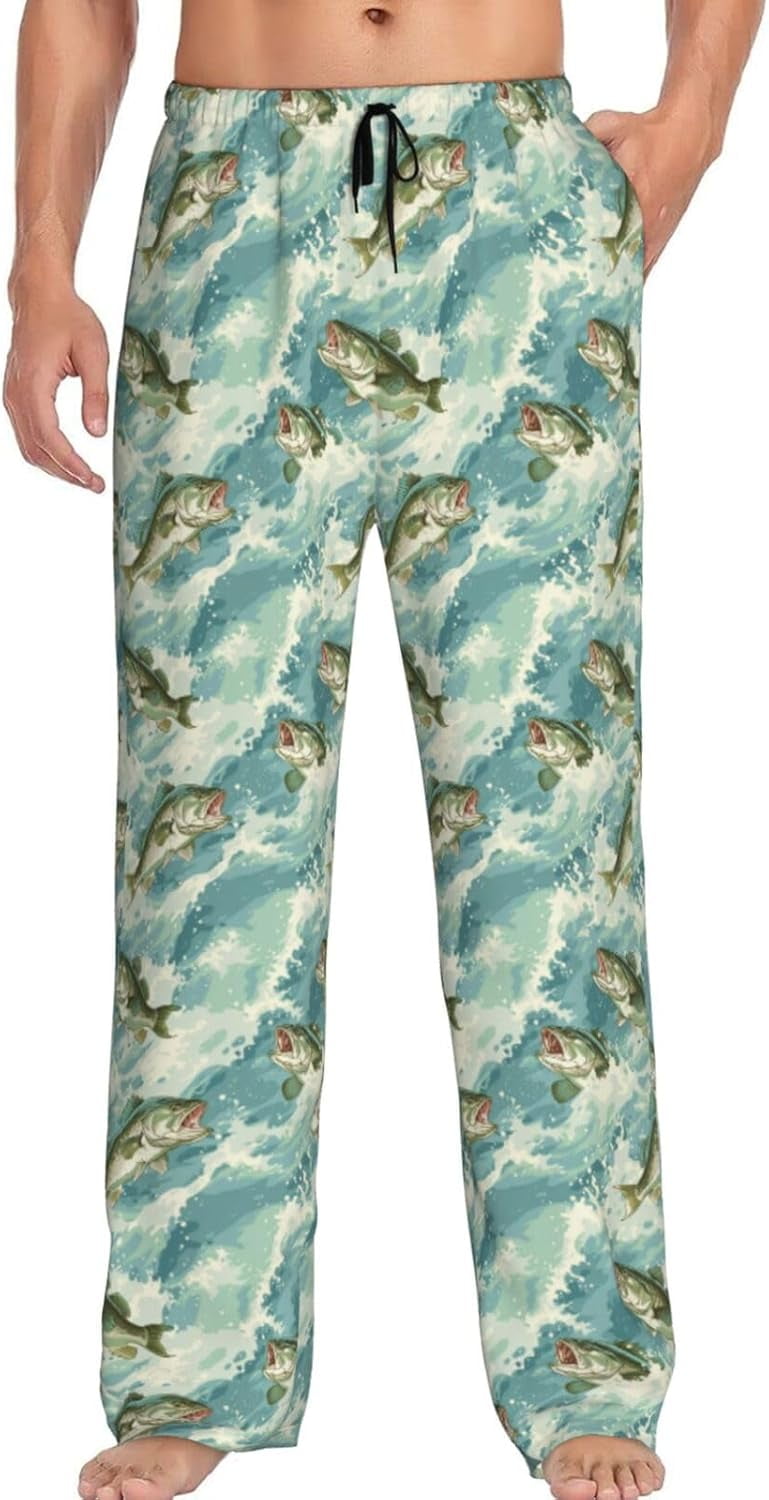 PISONIC Funny Mens Pajama Pants Lounge Men's Pajama Bottoms Soft Sleep ...