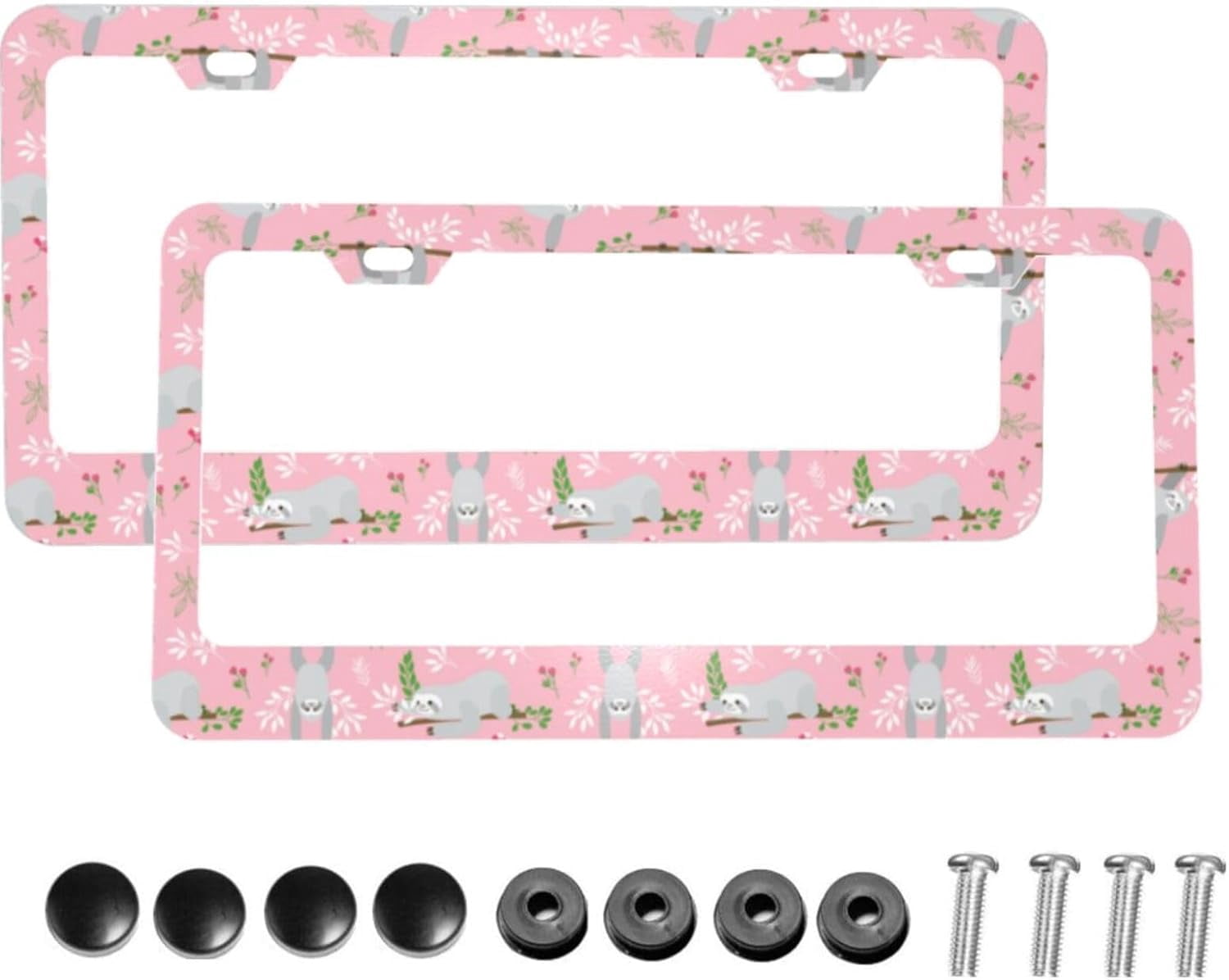 PISONIC Funny Sloths License Plate Frames, 2 Pack Aluminum License ...