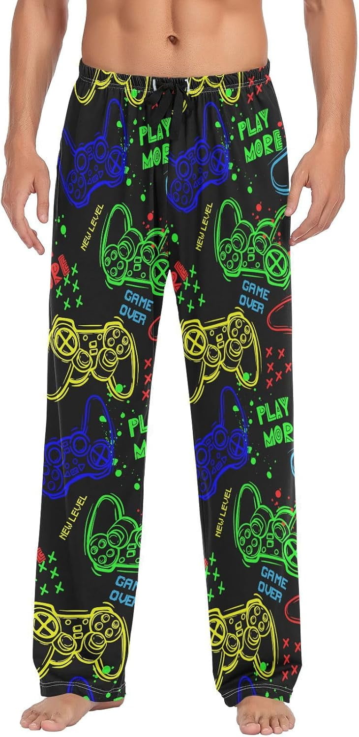 PISONIC Game Controller Mens Pajama Pants Lounge Men's Pajama Bottoms ...