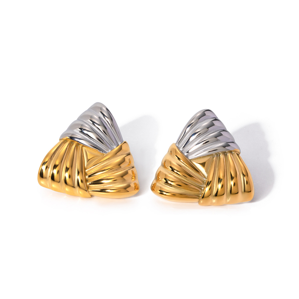 PISONIC Gold Statement Chunky Stud Earrings for Women, Geometric ...