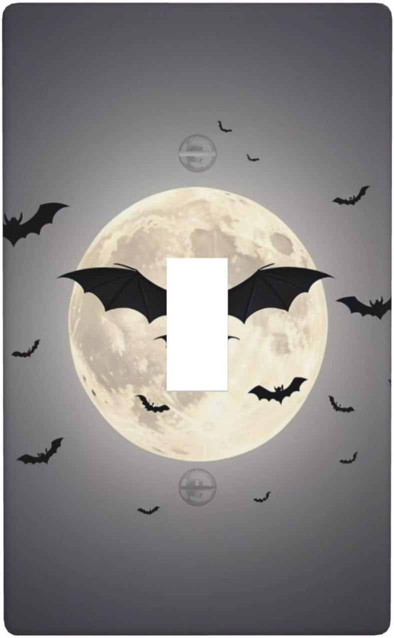 PISONIC Halloween Flying Bats Print Decorative Wall Plate, 1 Gang ...