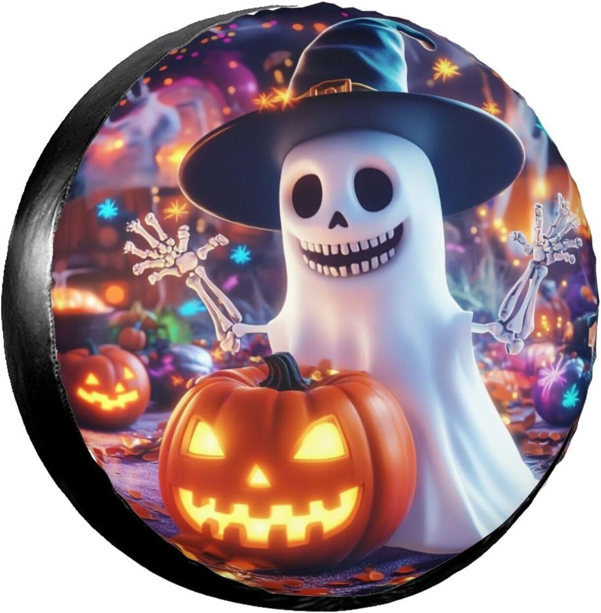 PISONIC Halloween Ghost Skeleton Spare Tire Cover Weatherproof ...