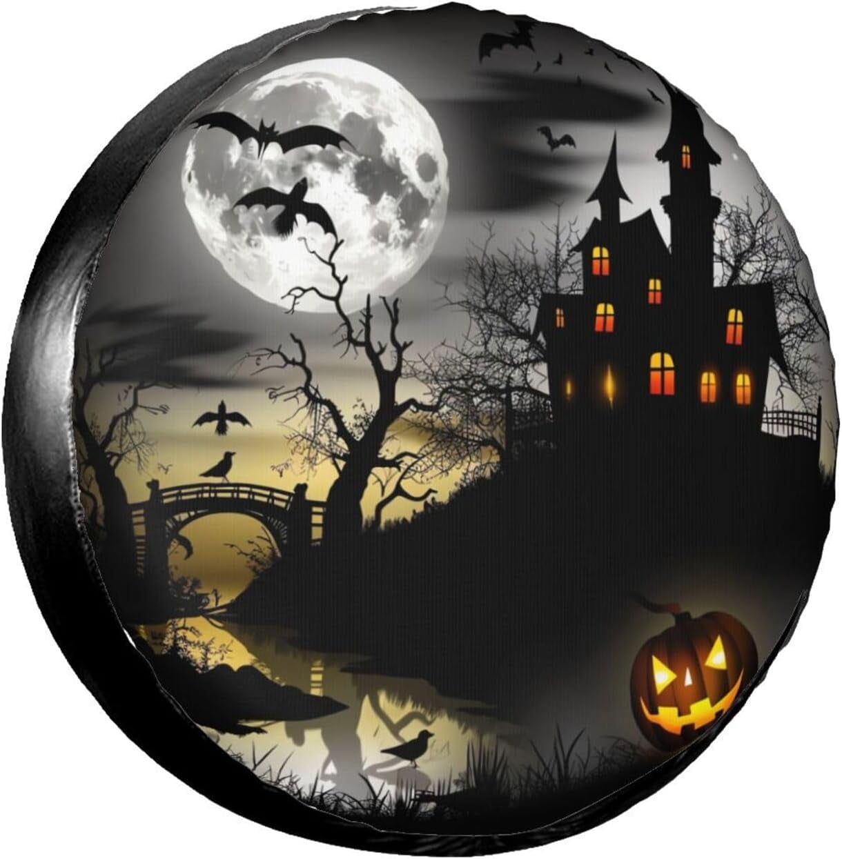 PISONIC Halloween Mysterious Night Spare Tire Cover Weatherproof ...