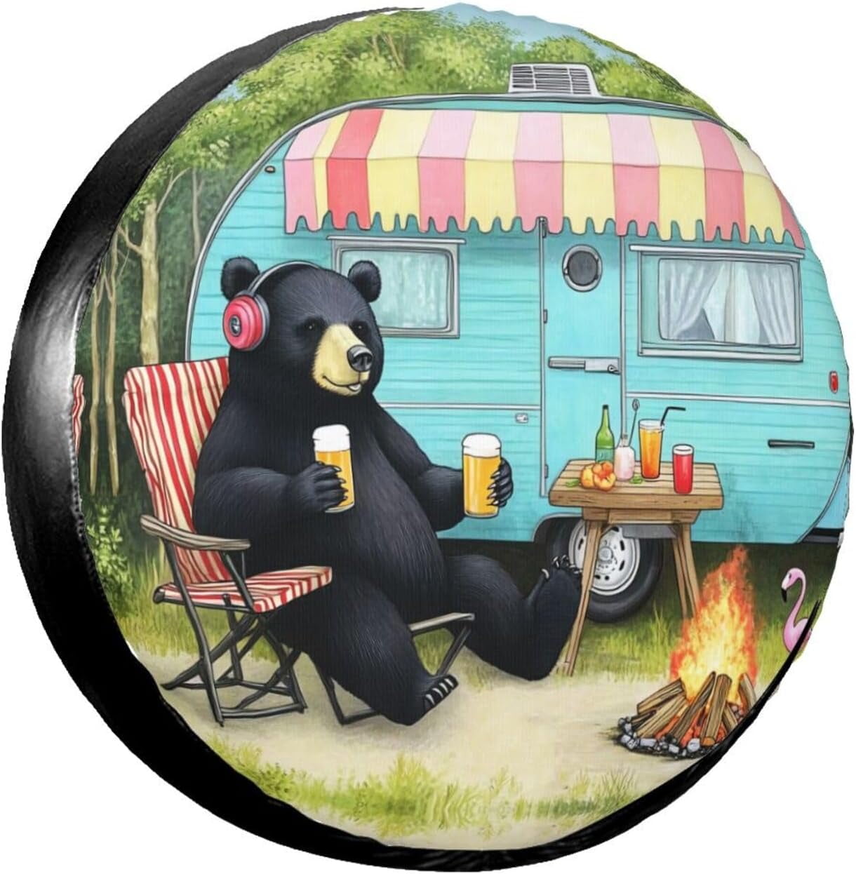 PISONIC Happy Campers Bears Spare Tire Cover Weatherproof Universal ...