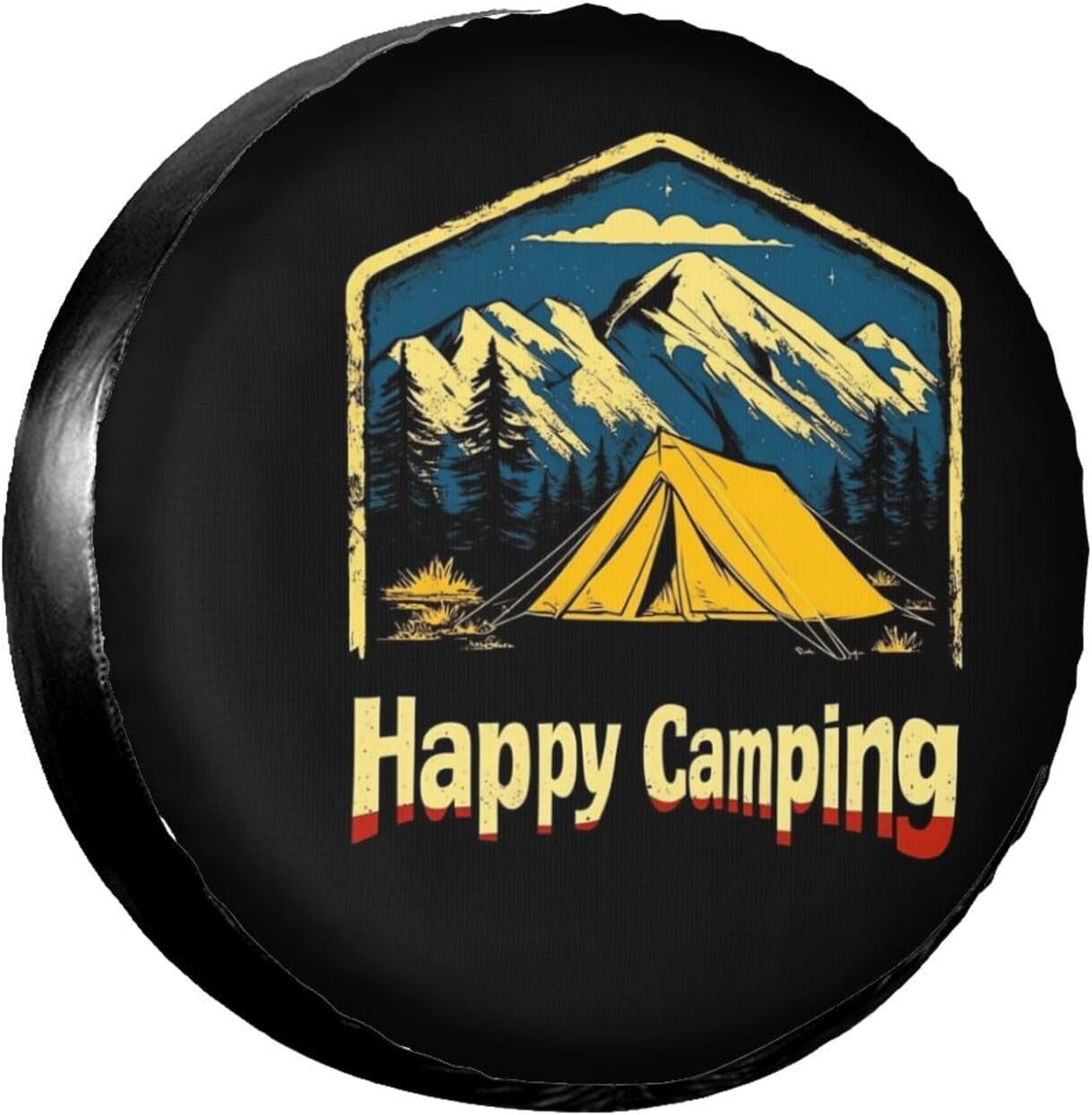 PISONIC Happy Camping Spare Tire Cover Weatherproof Universal Wheel ...