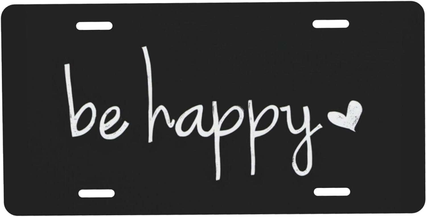 PISONIC License Plate, Be Happy Decorative Car Front License Plates ...