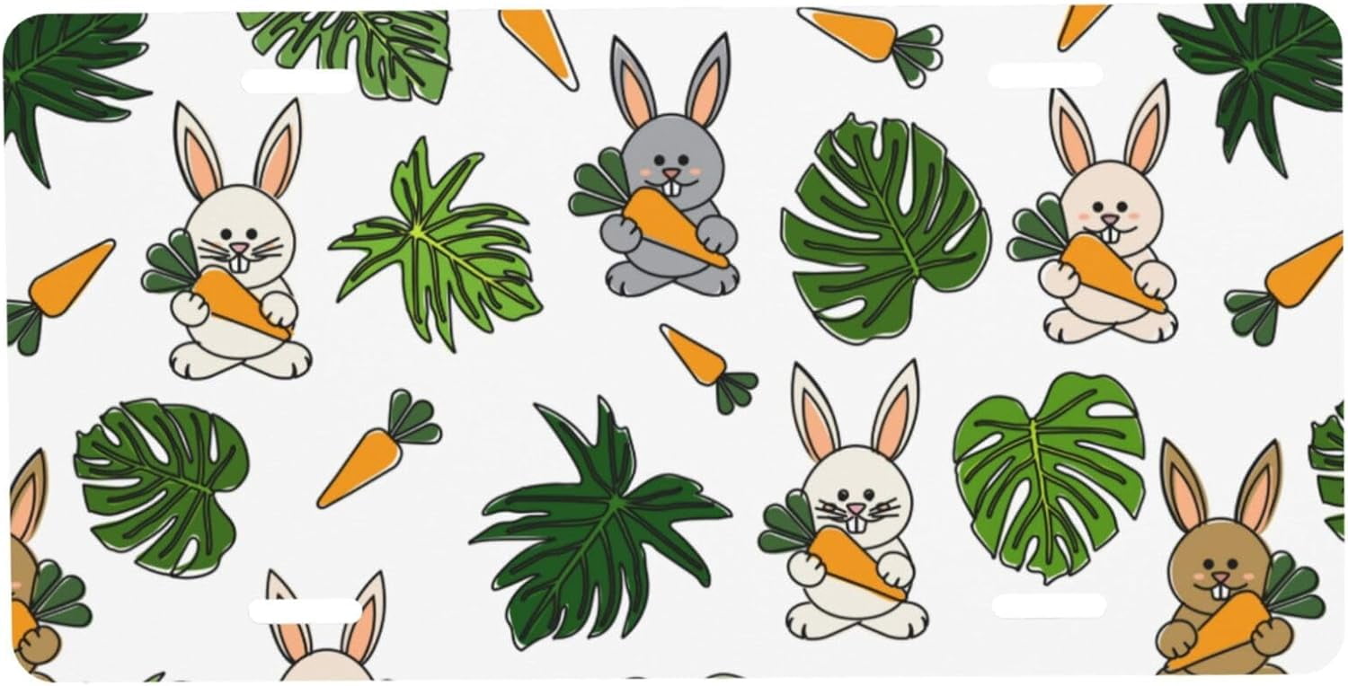 PISONIC License Plate, Bunny Decorative Car Front License Plates ...