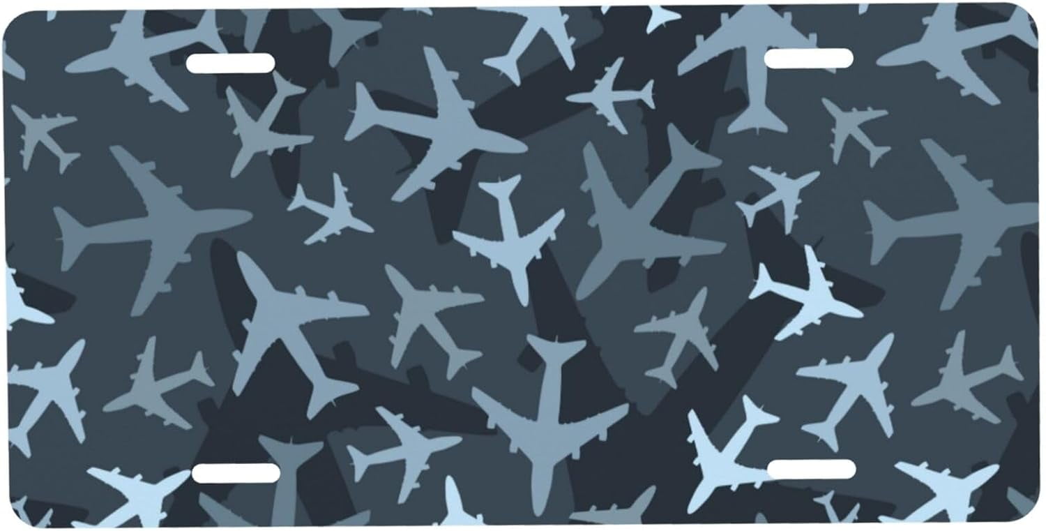 PISONIC License Plate, Camouflage Blue Jets Airplanes Decorative Car ...