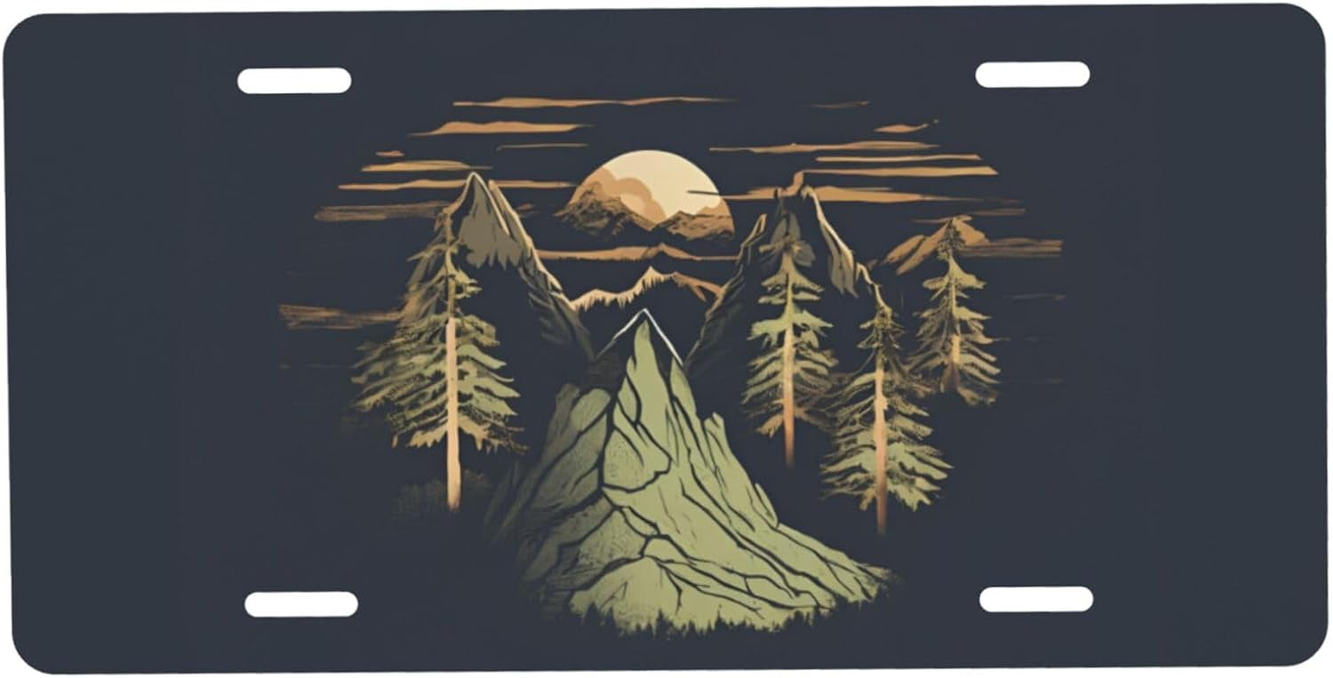 PISONIC License Plate, Camping Nature Adventure Decorative Car Front ...