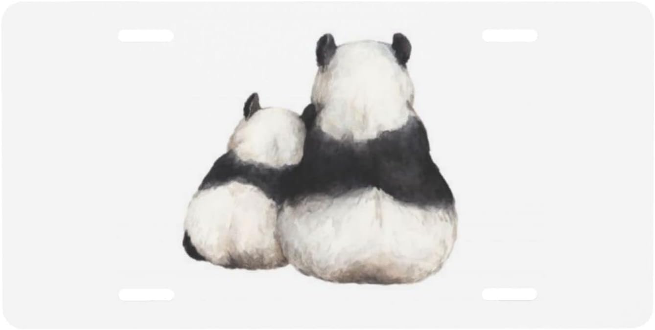 PISONIC License Plate, Cute Two Pandas Decorative Car Front License ...