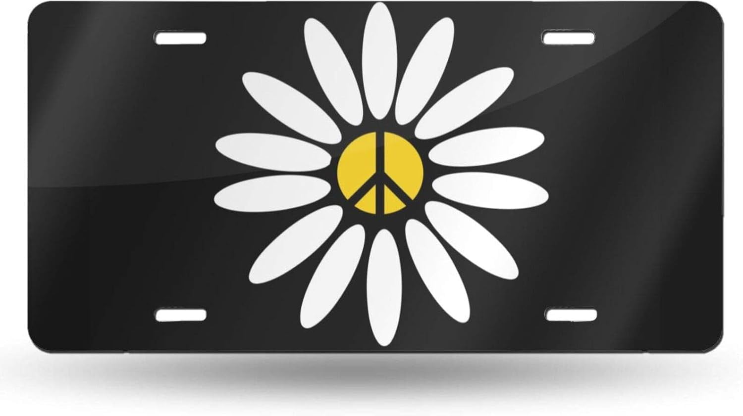 PISONIC License Plate, Daisies Flower Peace Sign Decorative Car Front ...