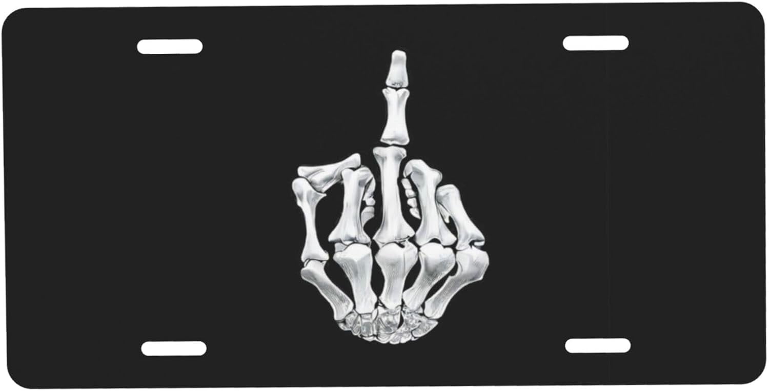 PISONIC License Plate, Finger Skull Decorative Car Front License Plates ...