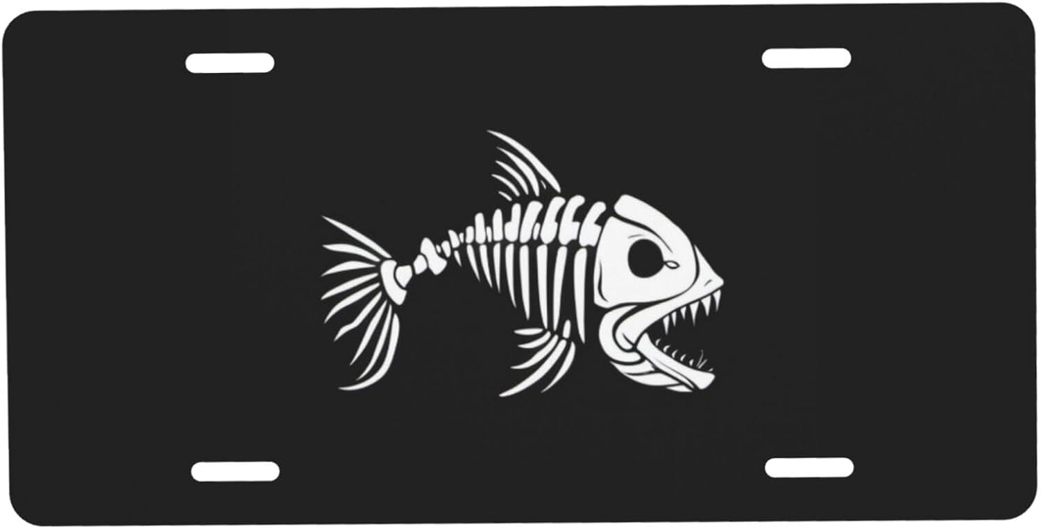 PISONIC License Plate, Fishbone Decorative Car Front License Plates ...