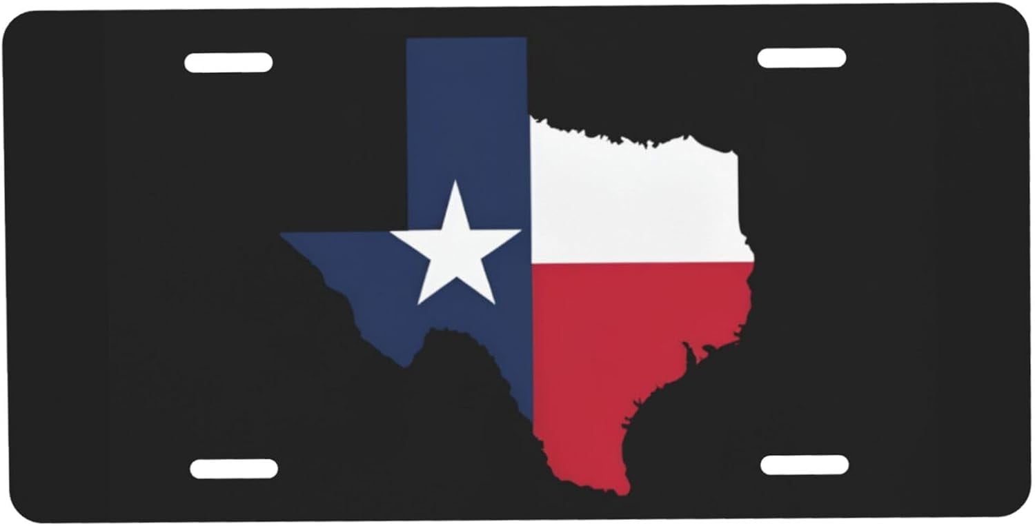 PISONIC License Plate, Map And Flag Of Texas Decorative Car Front ...