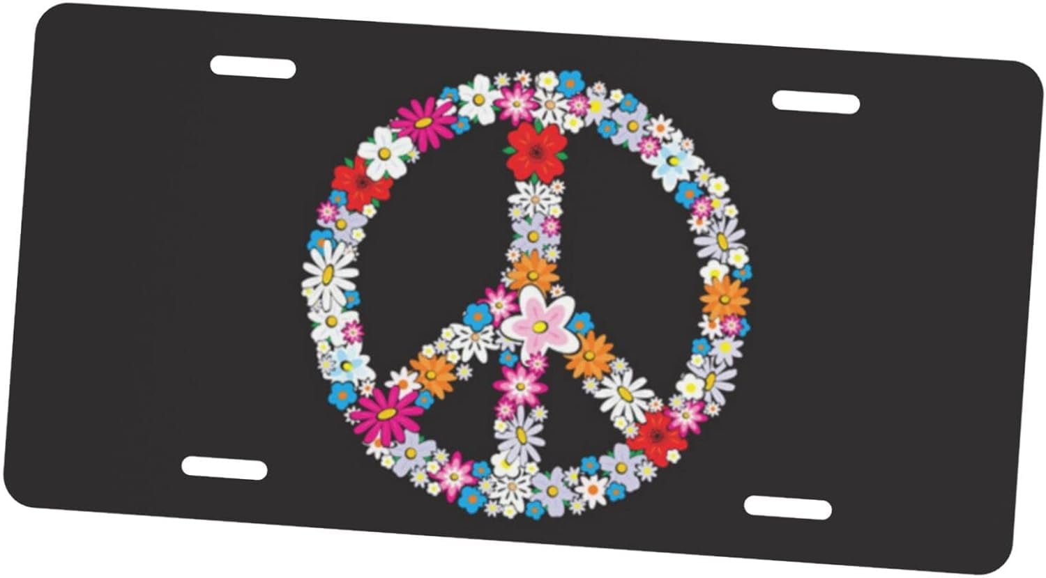 PISONIC License Plate, Peace Flower Symbol Decorative Car Front License ...