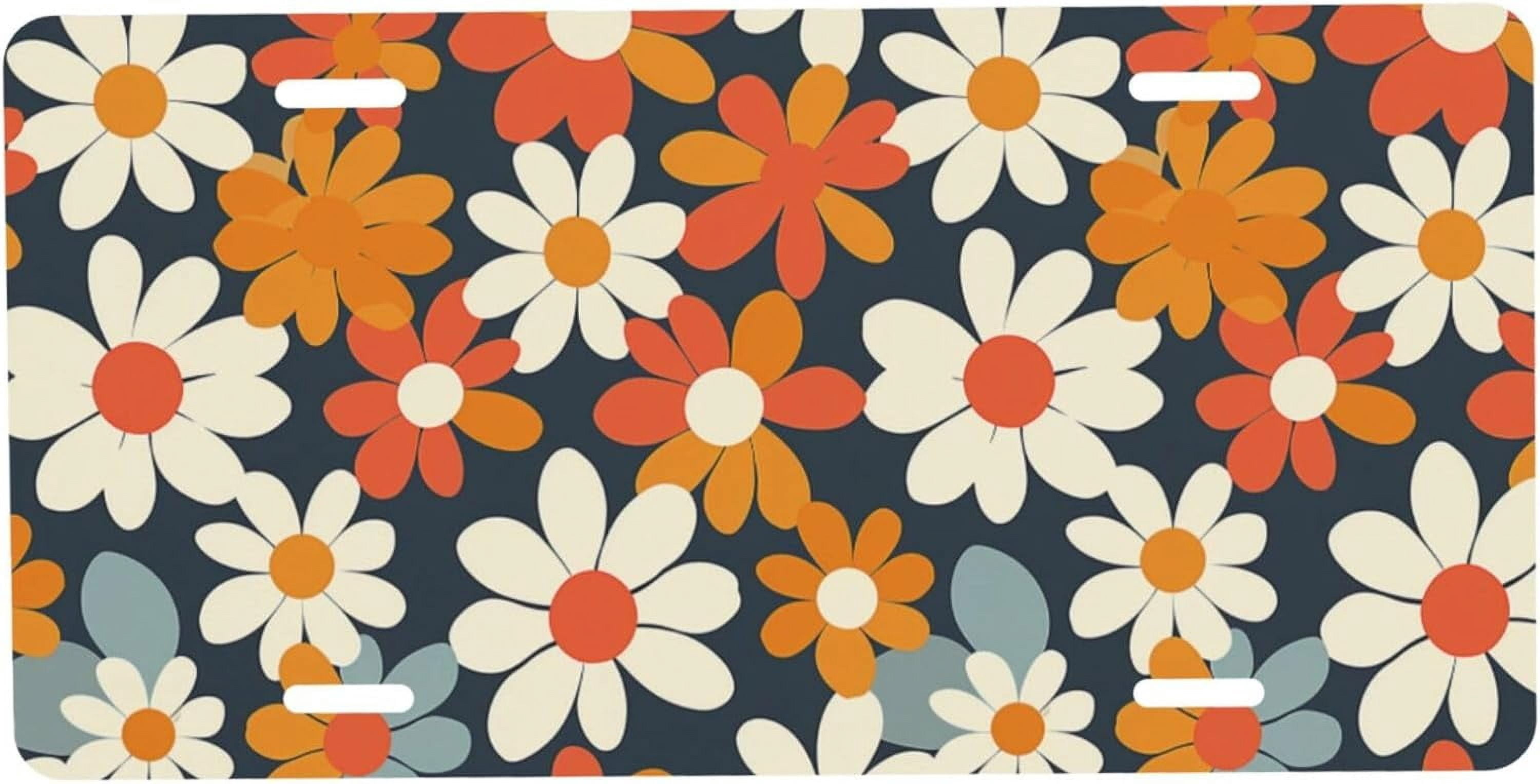 PISONIC License Plate, Retro Daisy Decorative Car Front License Plates ...