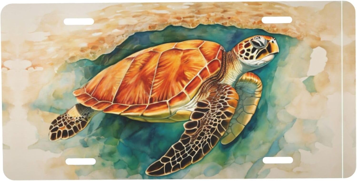 PISONIC License Plate, Sea Turtle Decorative Car Front License Plates ...