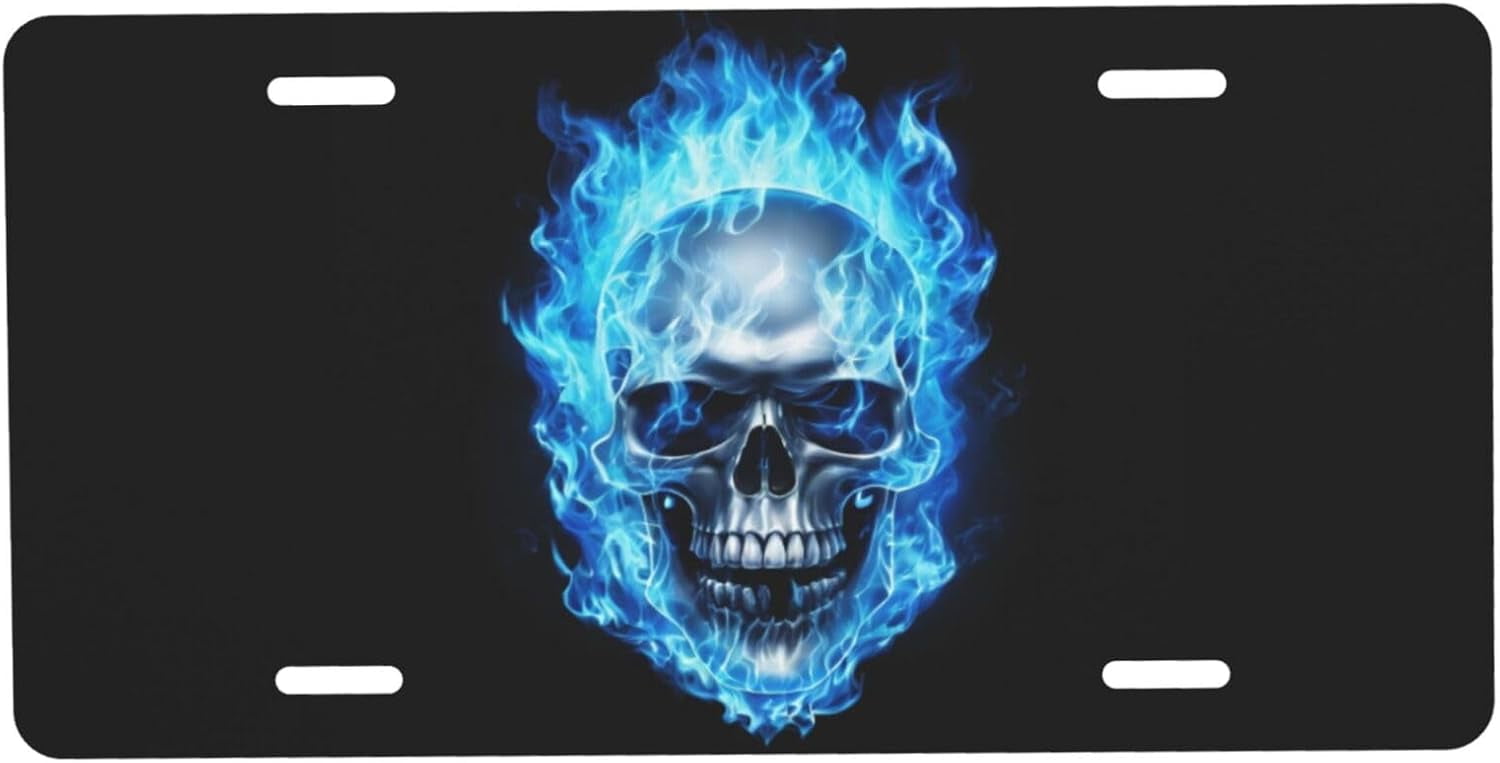 PISONIC License Plate, Skull Head Decorative Car Front License Plates ...