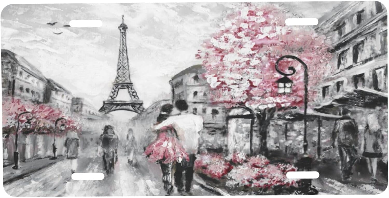 PISONIC License Plate, Street View Of Paris Decorative Car Front ...