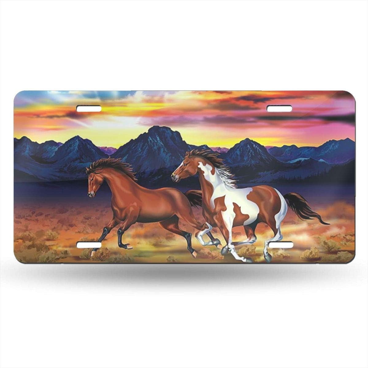 PISONIC License Plate, Wild Horses Running Decorative Car Front License ...