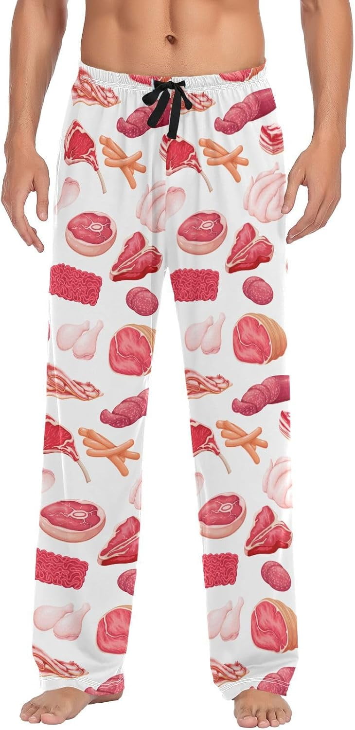 PISONIC Meat Beef Mens Pajama Pants Lounge Men's Pajama Bottoms Soft ...