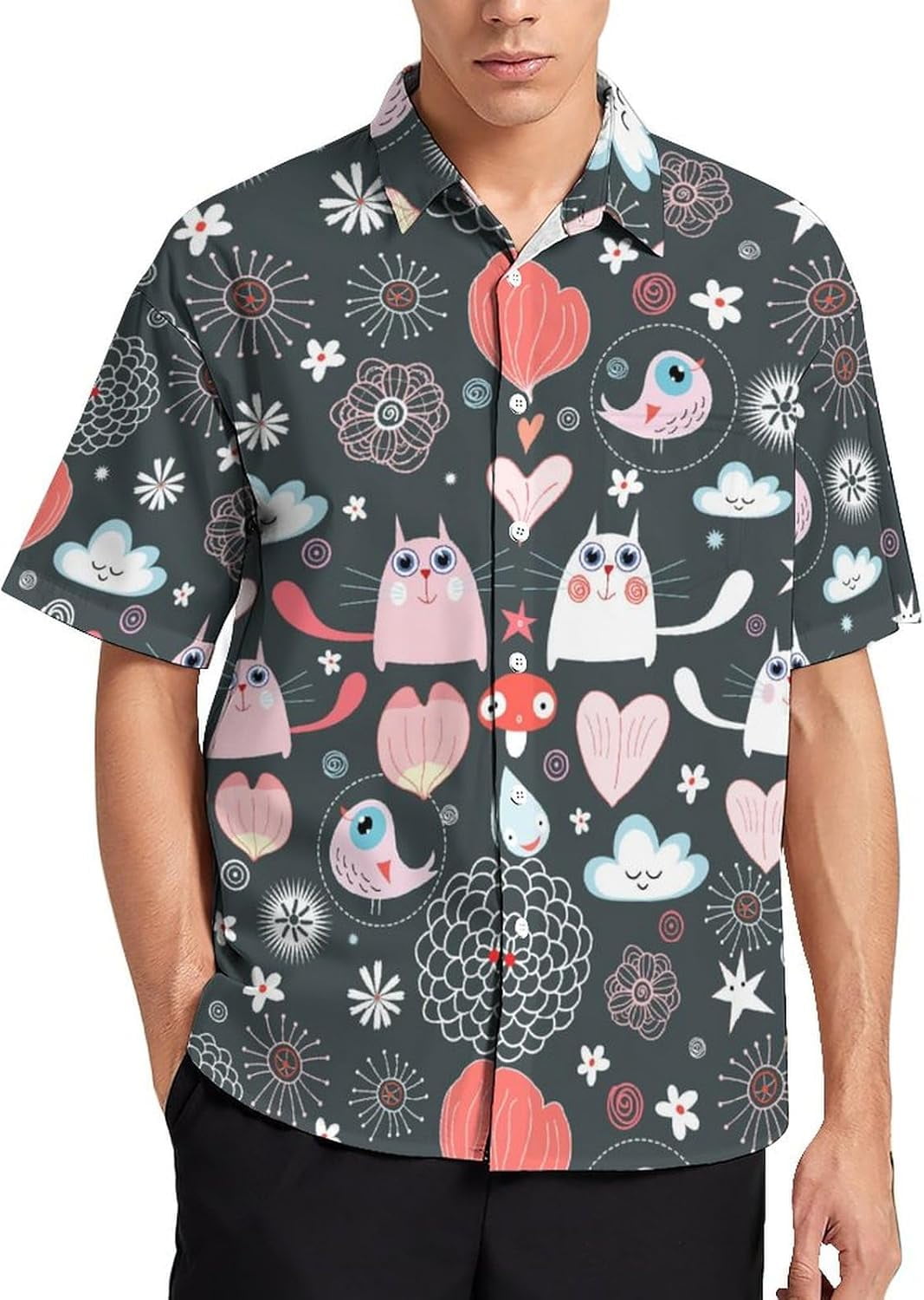 PISONIC Men's Hawaiian Shirts Summer Tropical Beach Shirt Short Sleeve ...