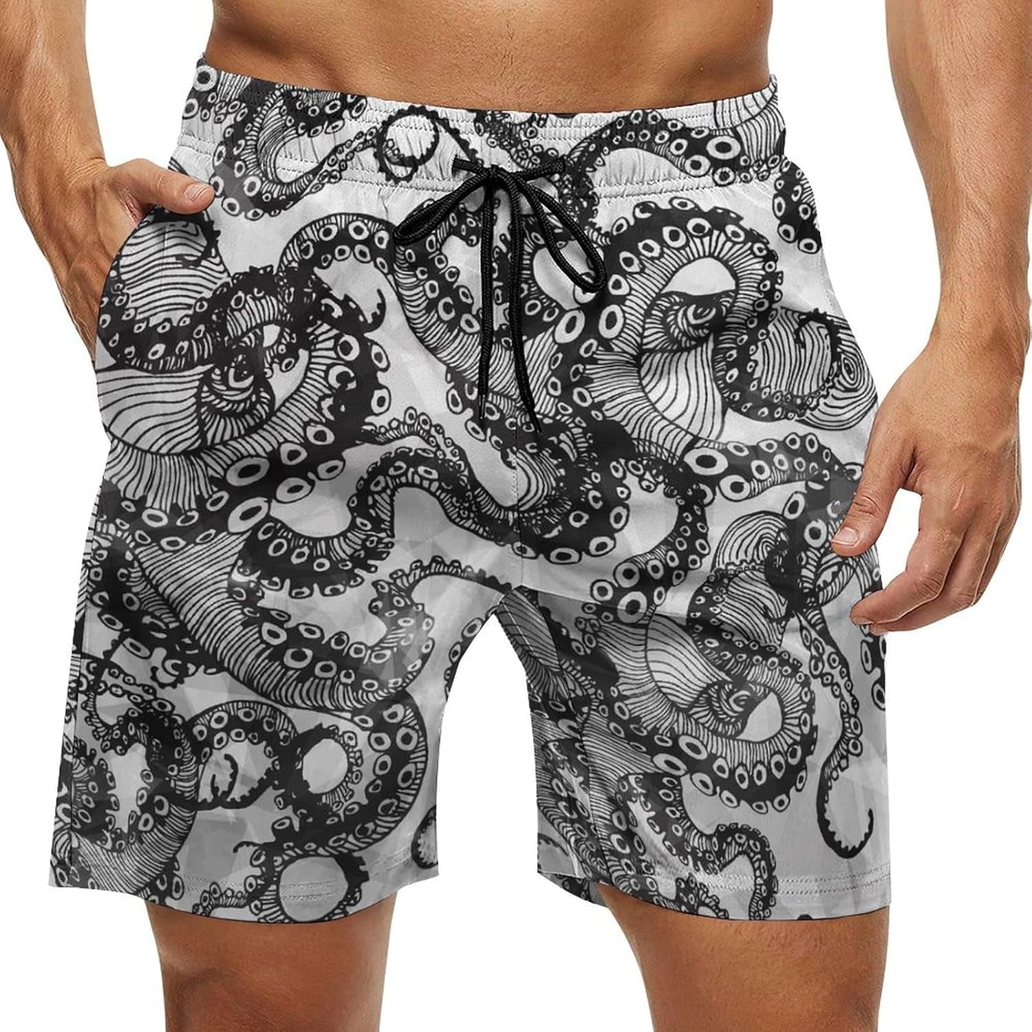 PISONIC Men's Swim Trunks Swimwear Swim Shorts Beach Shorts with ...