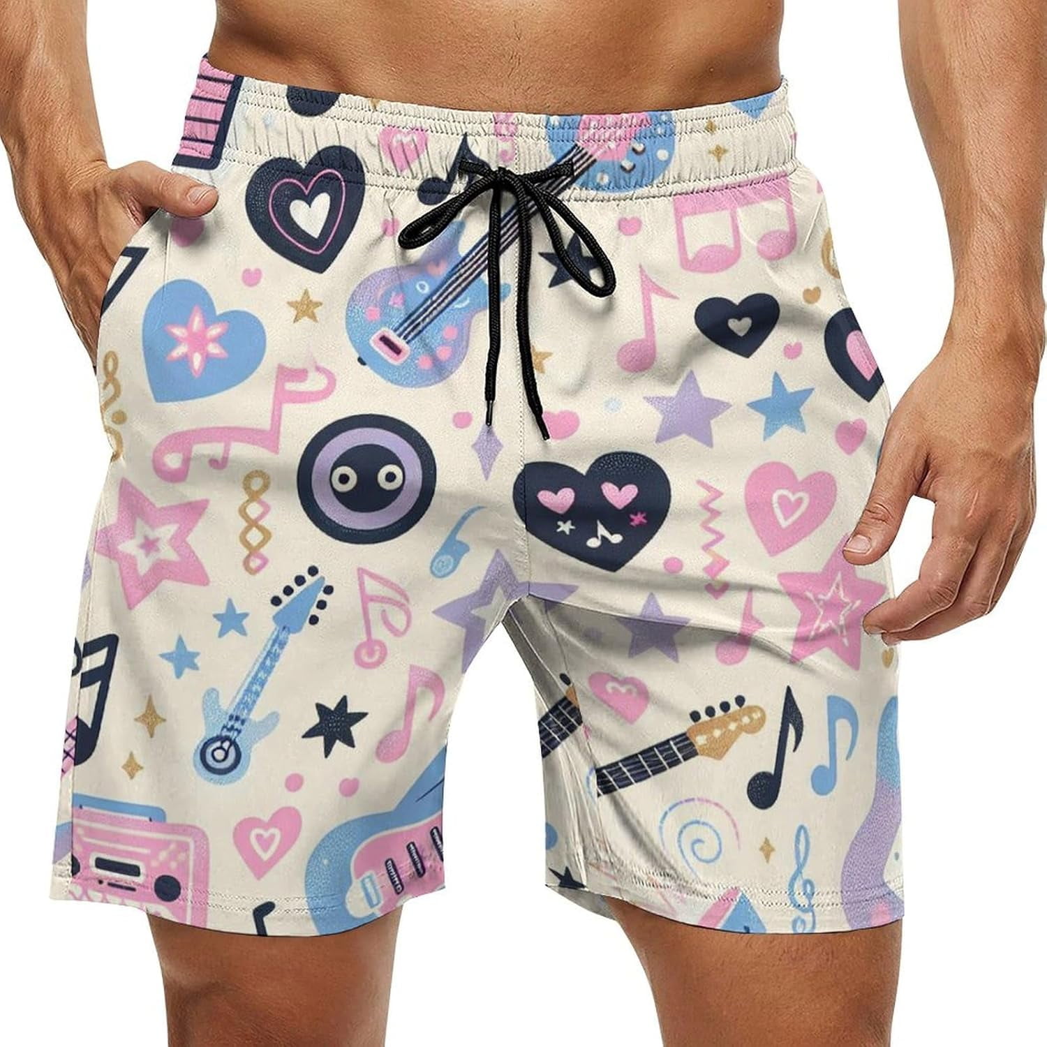 PISONIC Men's Swim Trunks Swimwear Swim Shorts Beach Shorts with ...