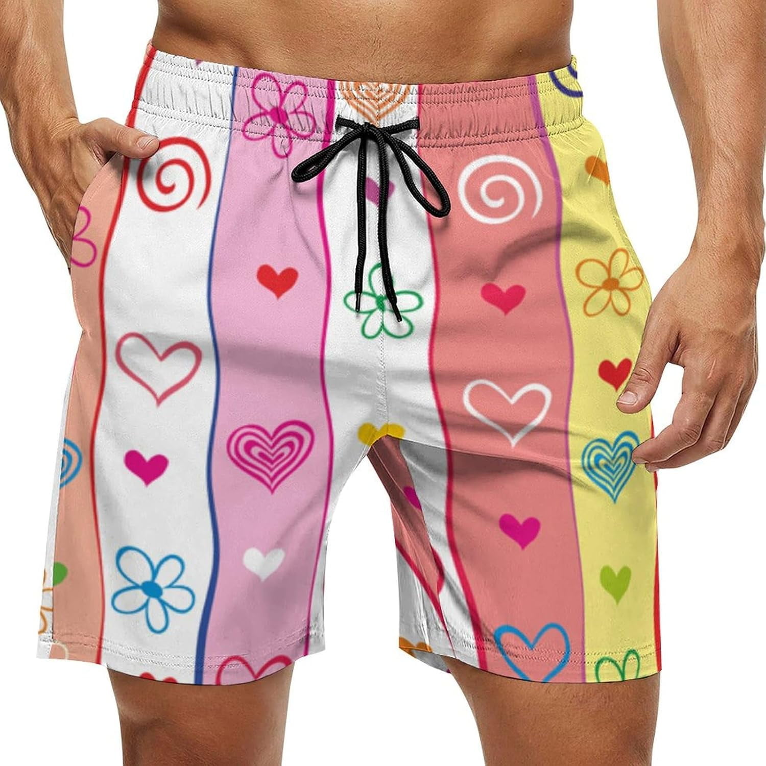 PISONIC Men's Swim Trunks Swimwear Swim Shorts Beach Shorts with ...