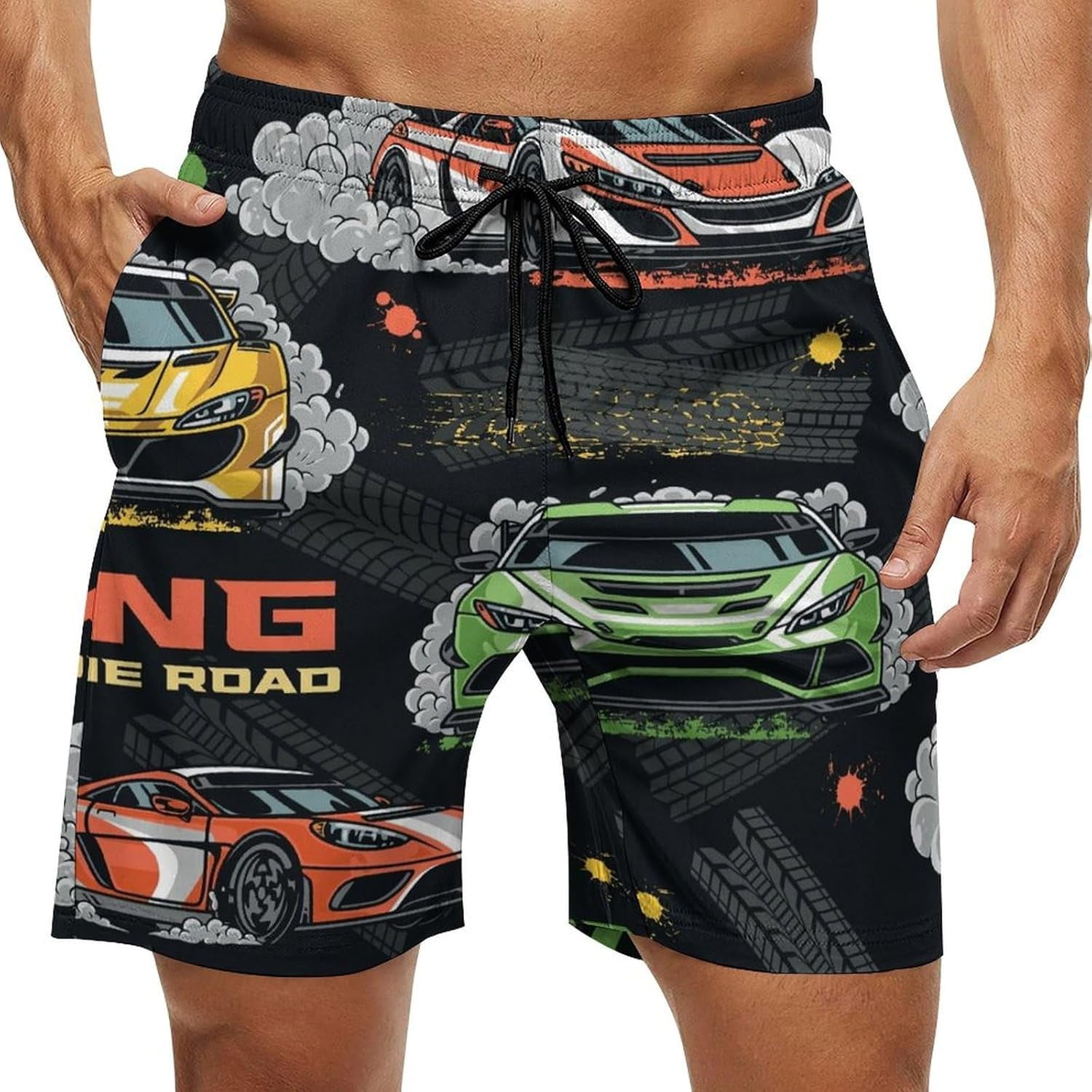 PISONIC Men's Swim Trunks Swimwear Swim Shorts Beach Shorts with ...