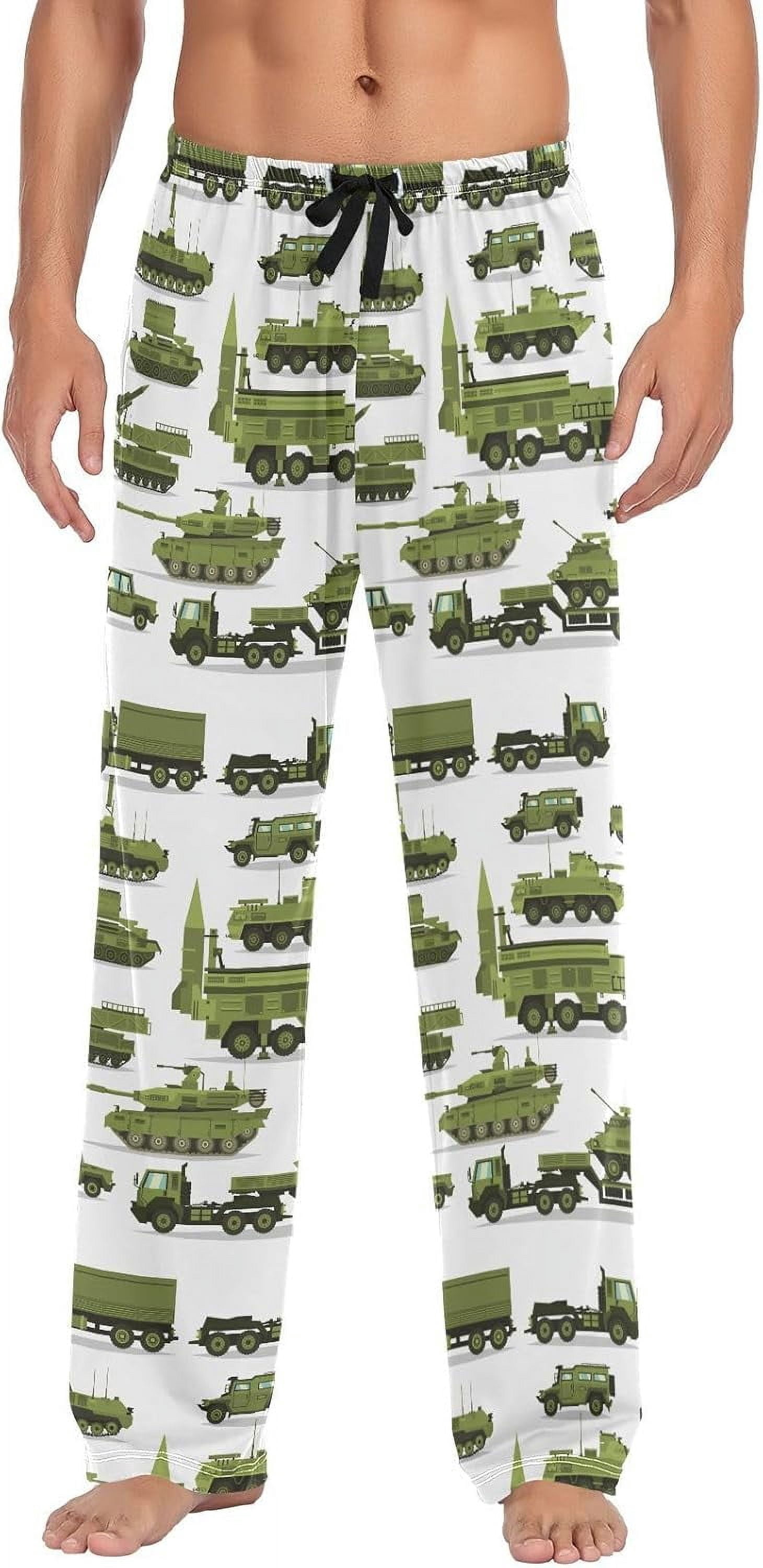 PISONIC Military Equipment Tanks Trucks Mens Pajama Pants Lounge Men's ...