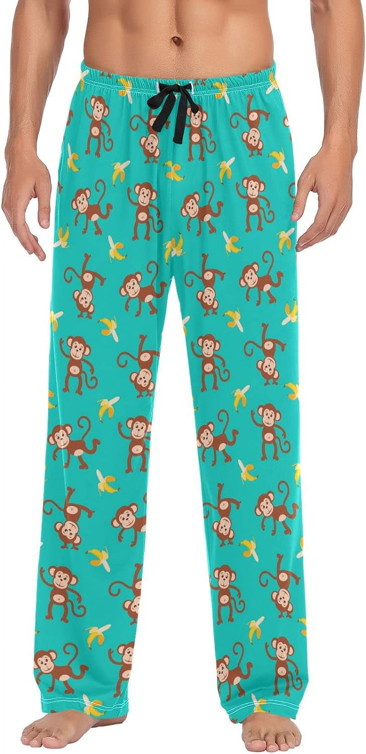 PISONIC Monkey Banana Mens Pajama Pants Lounge Men's Pajama Bottoms ...