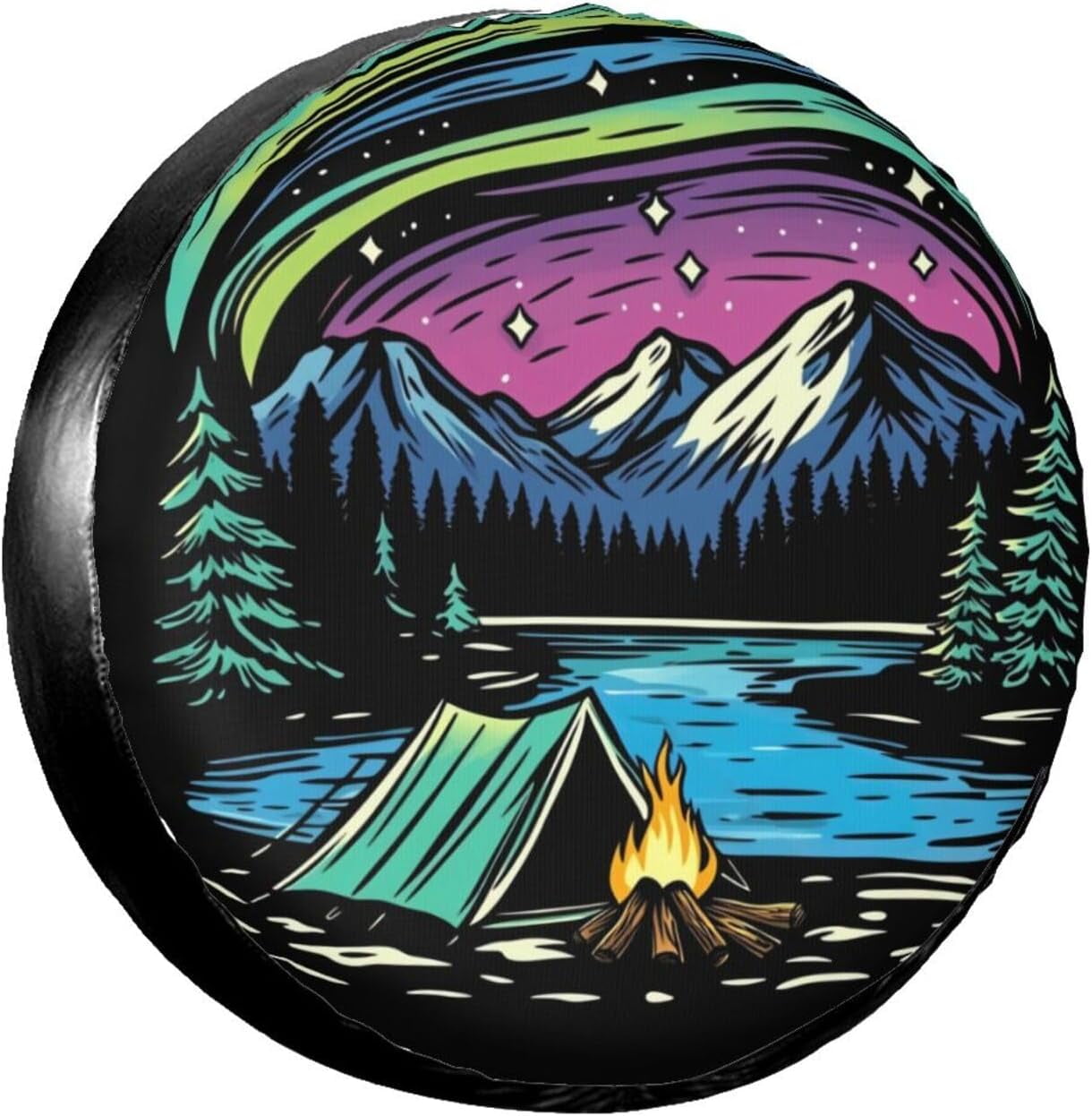 PISONIC Northern Lights Campfire Spare Tire Cover Weatherproof ...