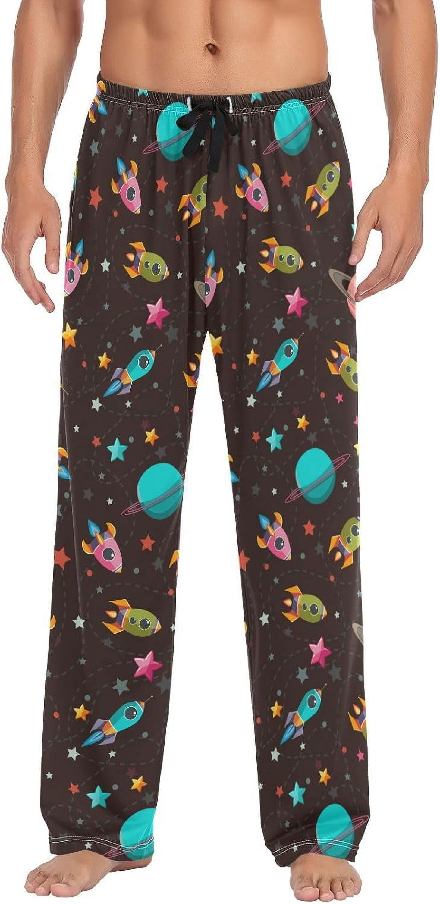 PISONIC Outer Space Rockets Mens Pajama Pants Lounge Men's Pajama ...