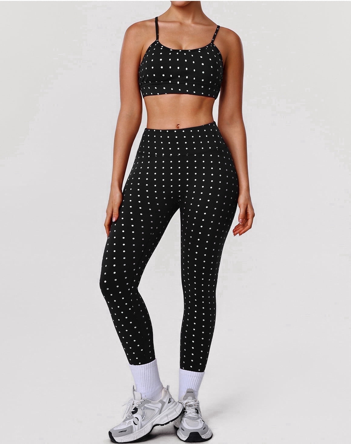 PISONIC Polka Point Workout Sets for Women 2 Piece Spaghetti Straps ...