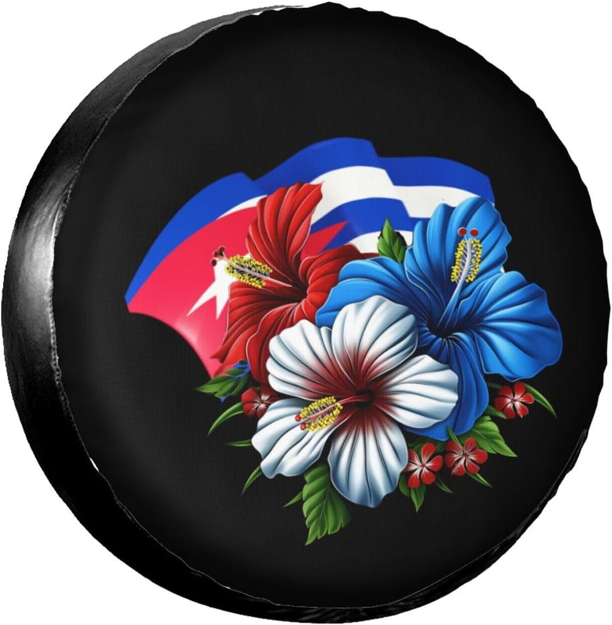 PISONIC Puerto Rico White Blue Flowers Spare Tire Cover Weatherproof ...