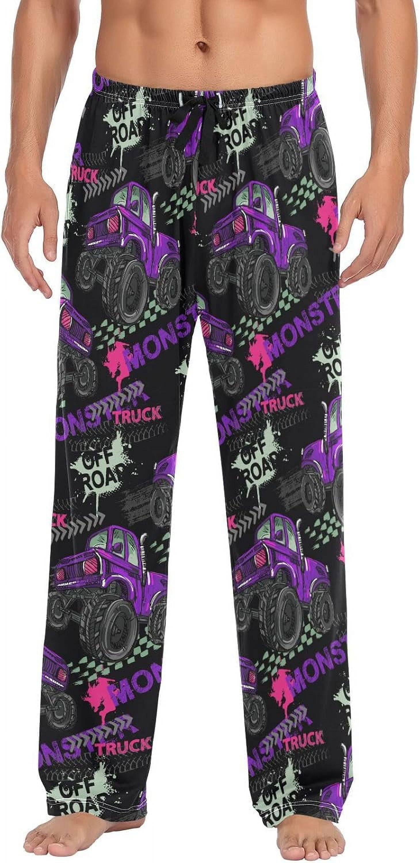 PISONIC Purple Monster Truck Mens Pajama Pants Lounge Men's Pajama ...