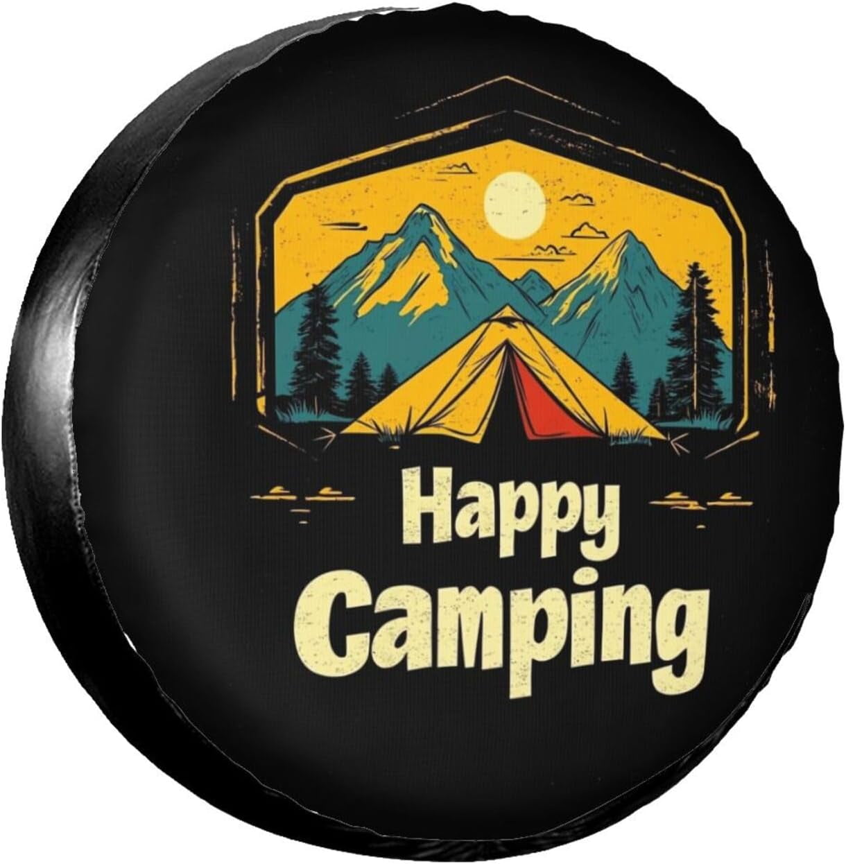 PISONIC Retro Camping Spare Tire Cover Weatherproof Universal Wheel ...