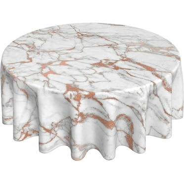 Blue Gold Marble Round Tablecloth 55-60 Inch Round Fitted Table Cloth ...