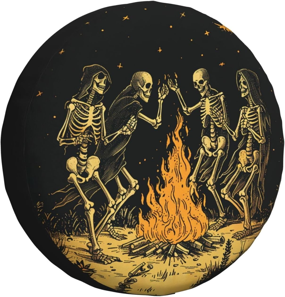 PISONIC Skeleton Around Campfire Spare Tire Cover Weatherproof ...