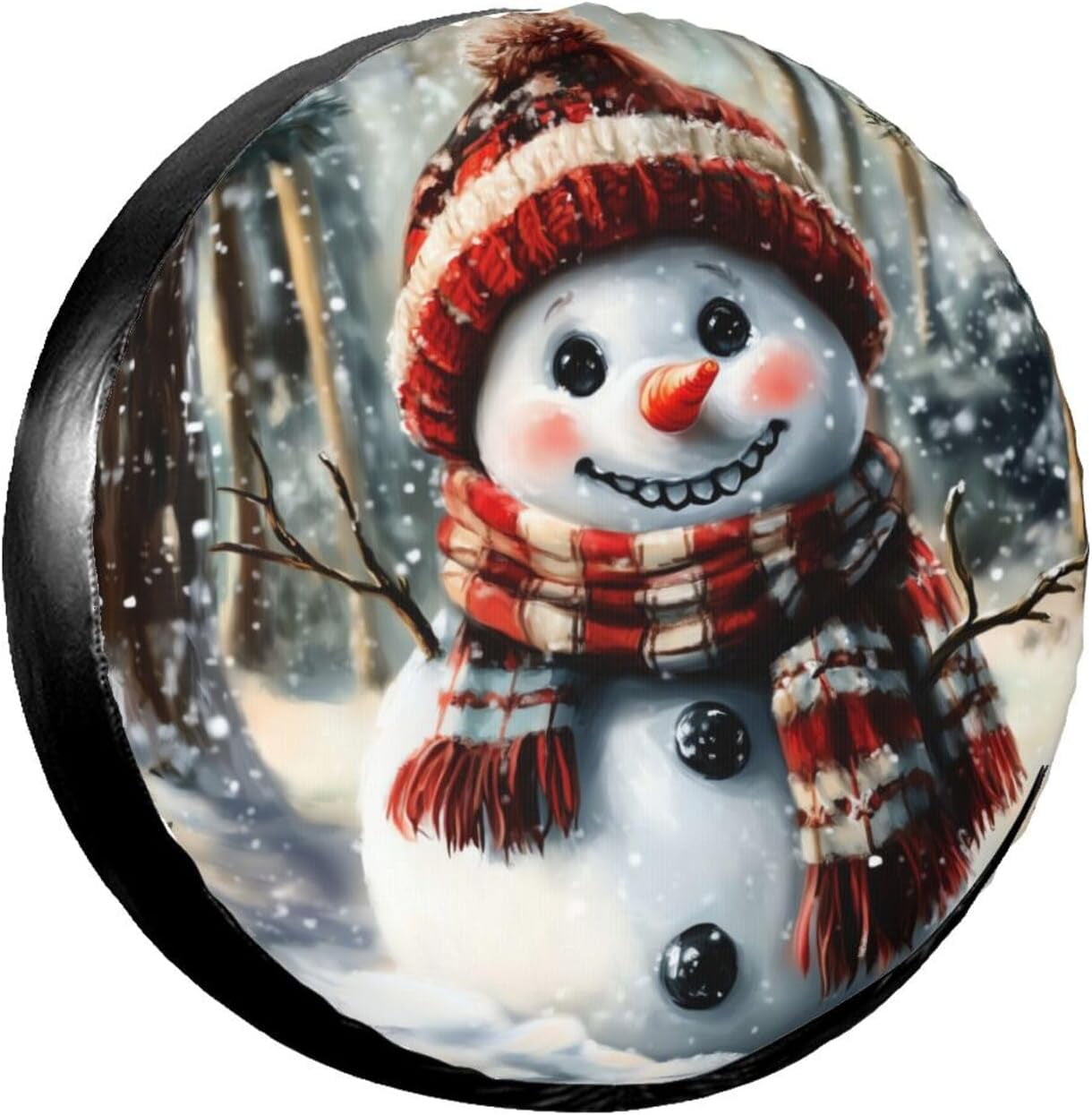 PISONIC Snowy Forest Snowman Spare Tire Cover Weatherproof Universal ...