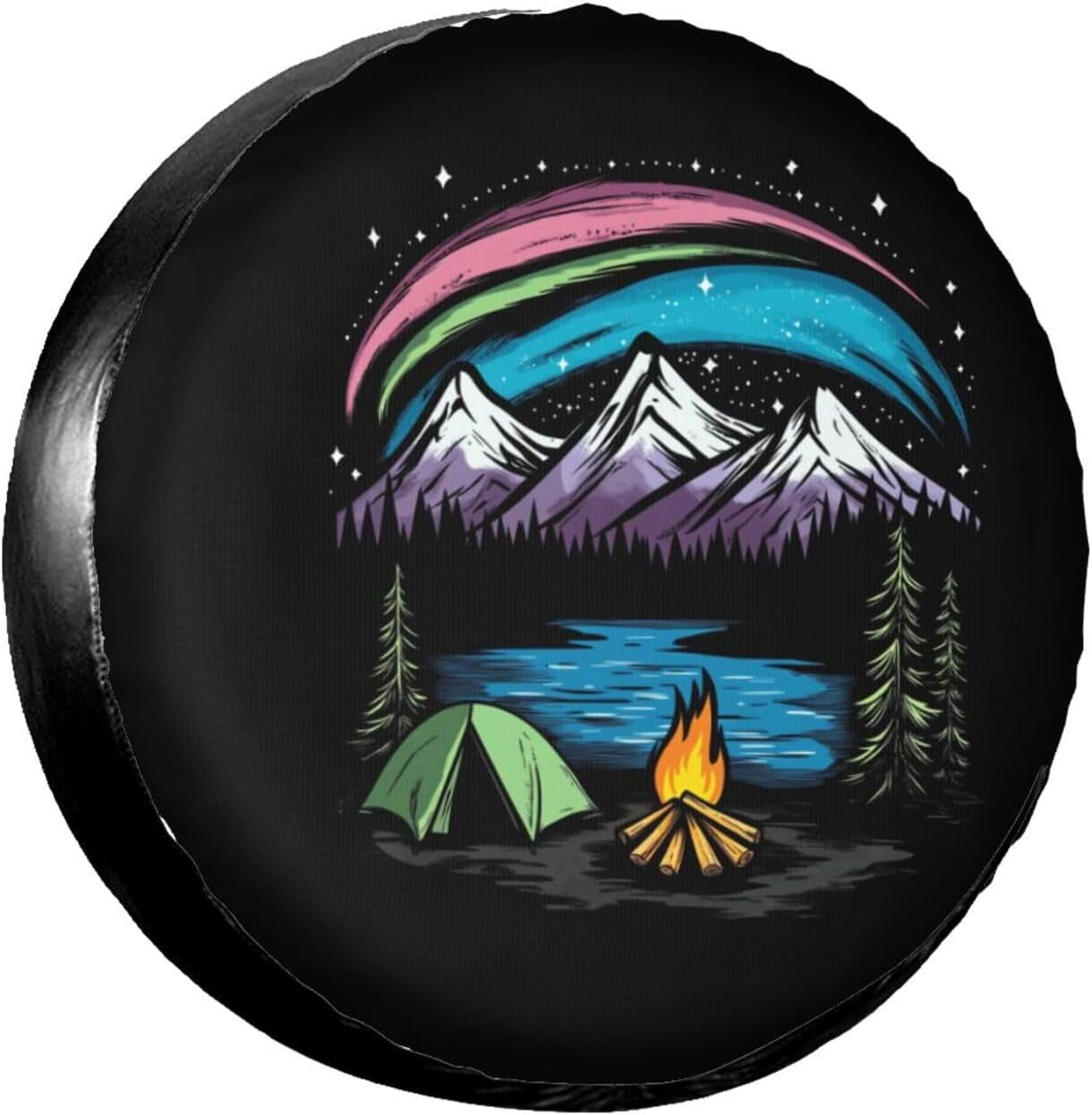 PISONIC Starry Night Sky Campfire River Spare Tire Cover Weatherproof ...