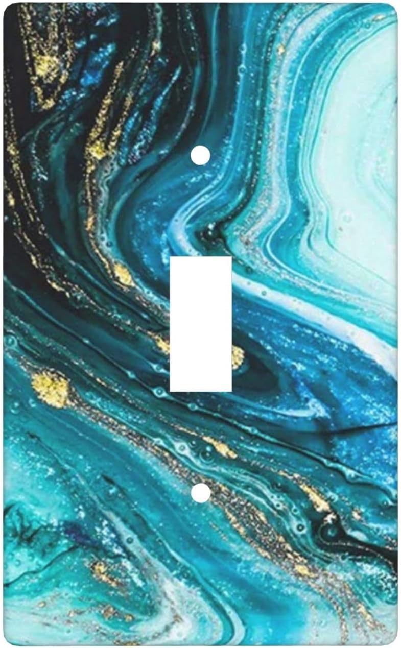 PISONIC Stone Blue Gold Marble Print Decorative Wall Plate, 1 Gang ...