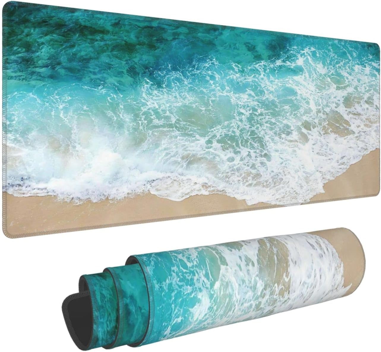 PISONIC Summer Beach Desk Mat, Large Gaming Mouse Pad, Non-Slip Rubber ...