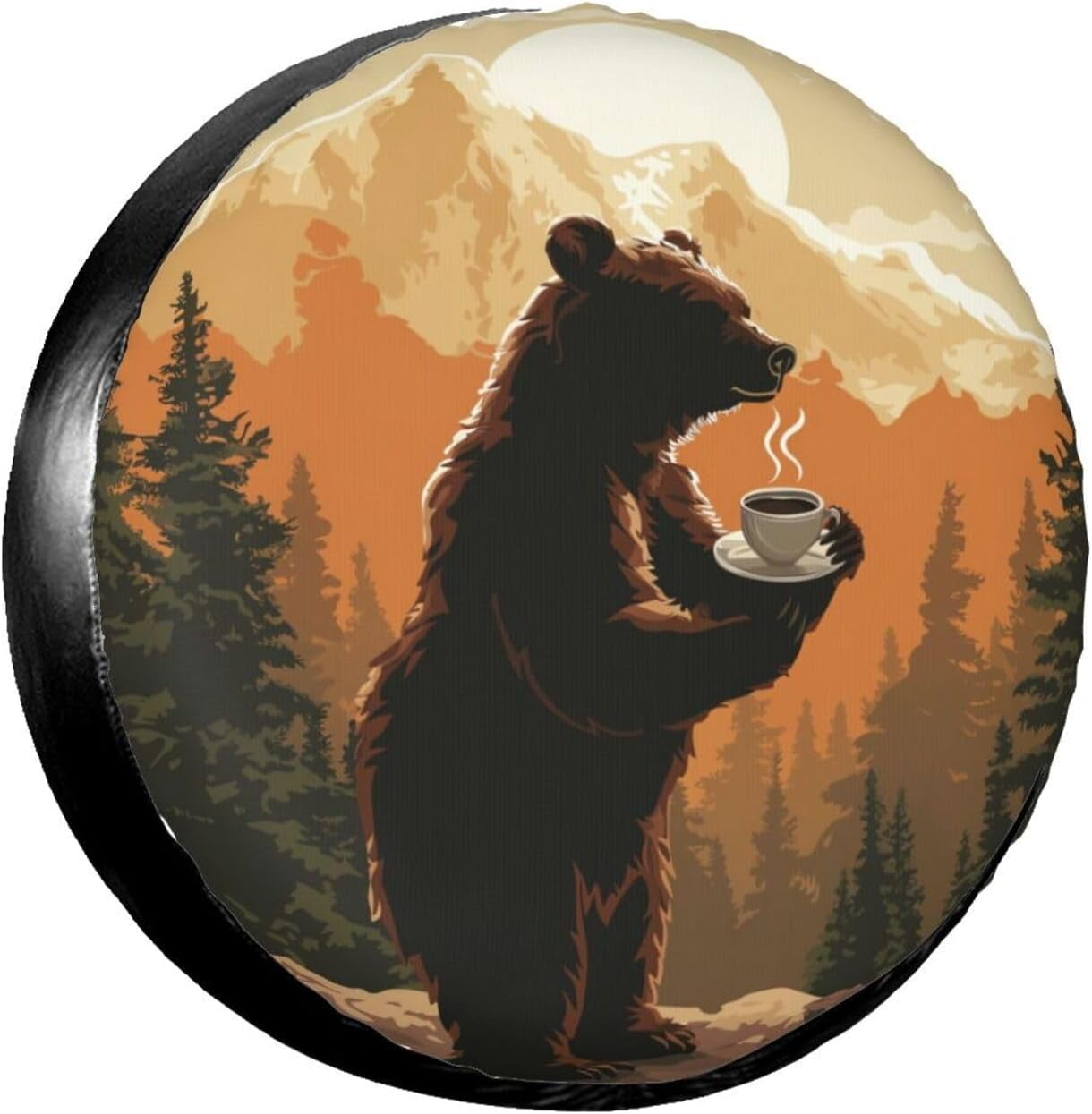 PISONIC Sunset Bear Coffee Spare Tire Cover Weatherproof Universal ...