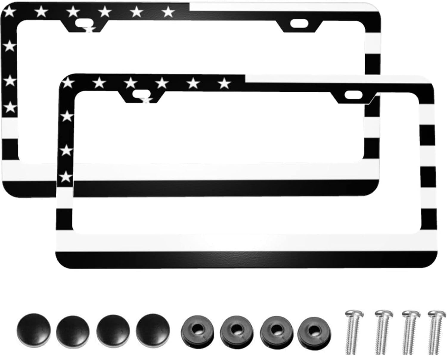 PISONIC Usa National Flag License Plate Frames, 2 Pack Aluminum License ...