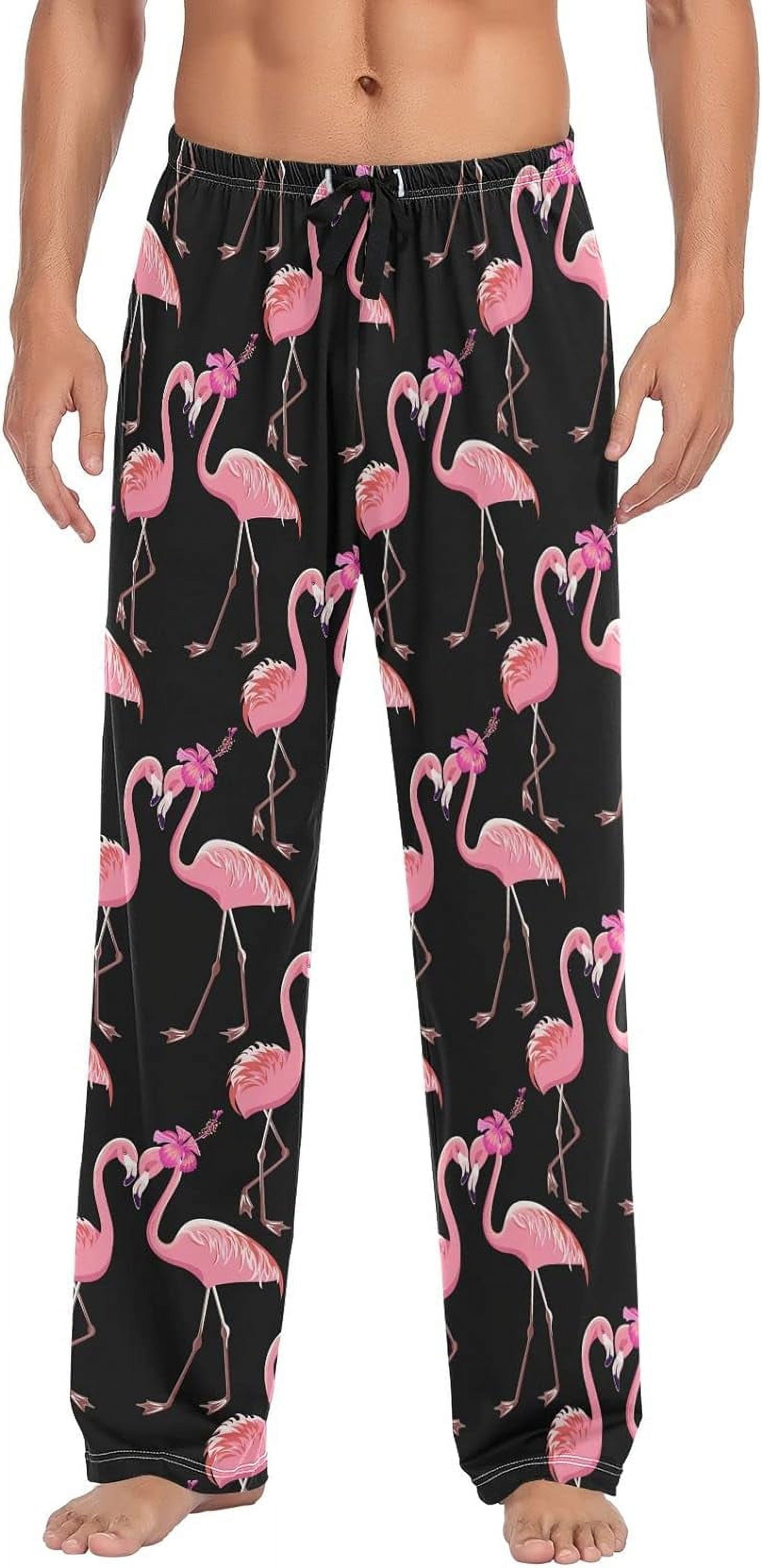 PISONIC Valentines Flamingo Mens Pajama Pants Lounge Men's Pajama ...