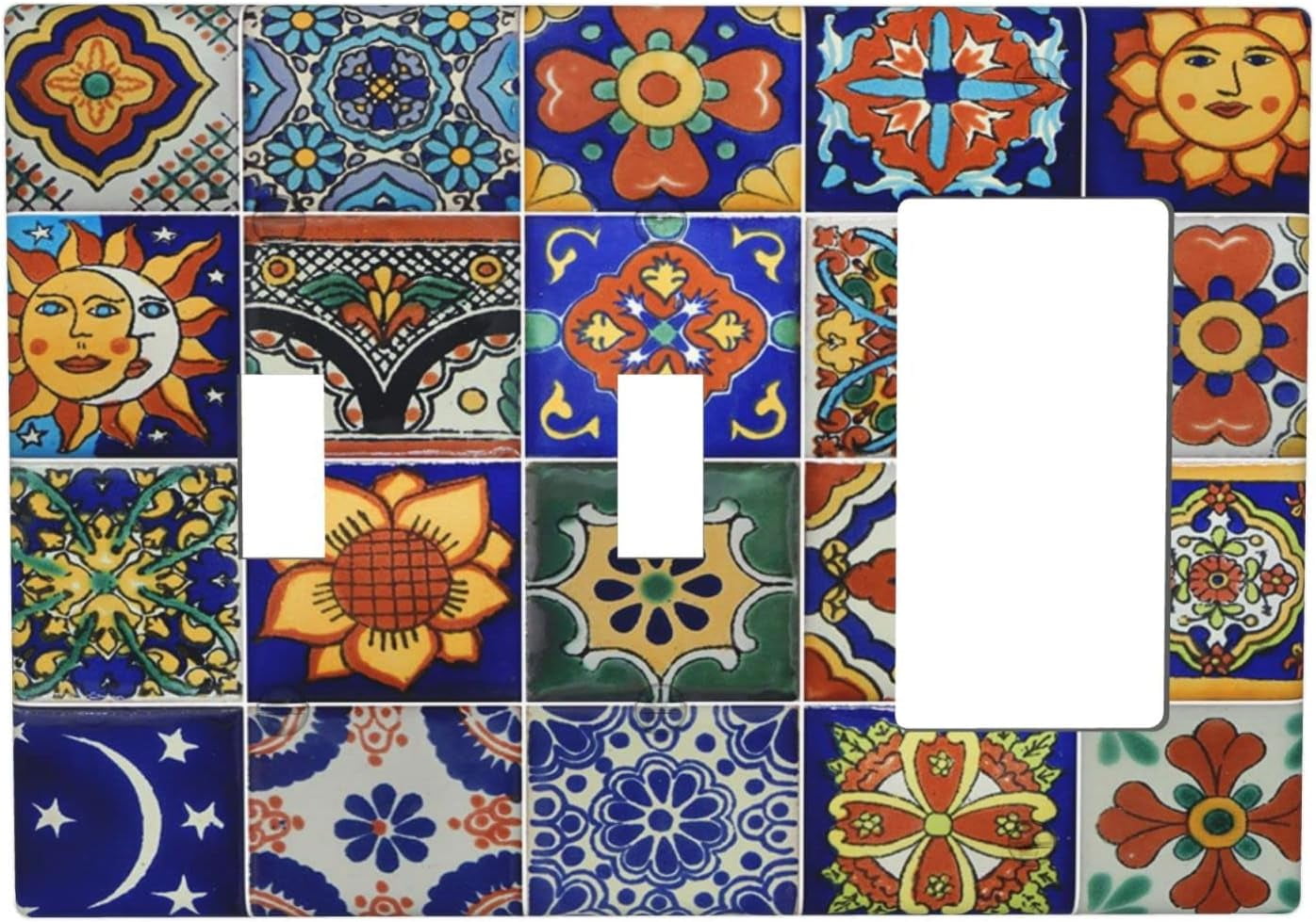 PISONIC Vintage Mexican Talavera Tiles Print Decorative Wall Plate, 3 ...
