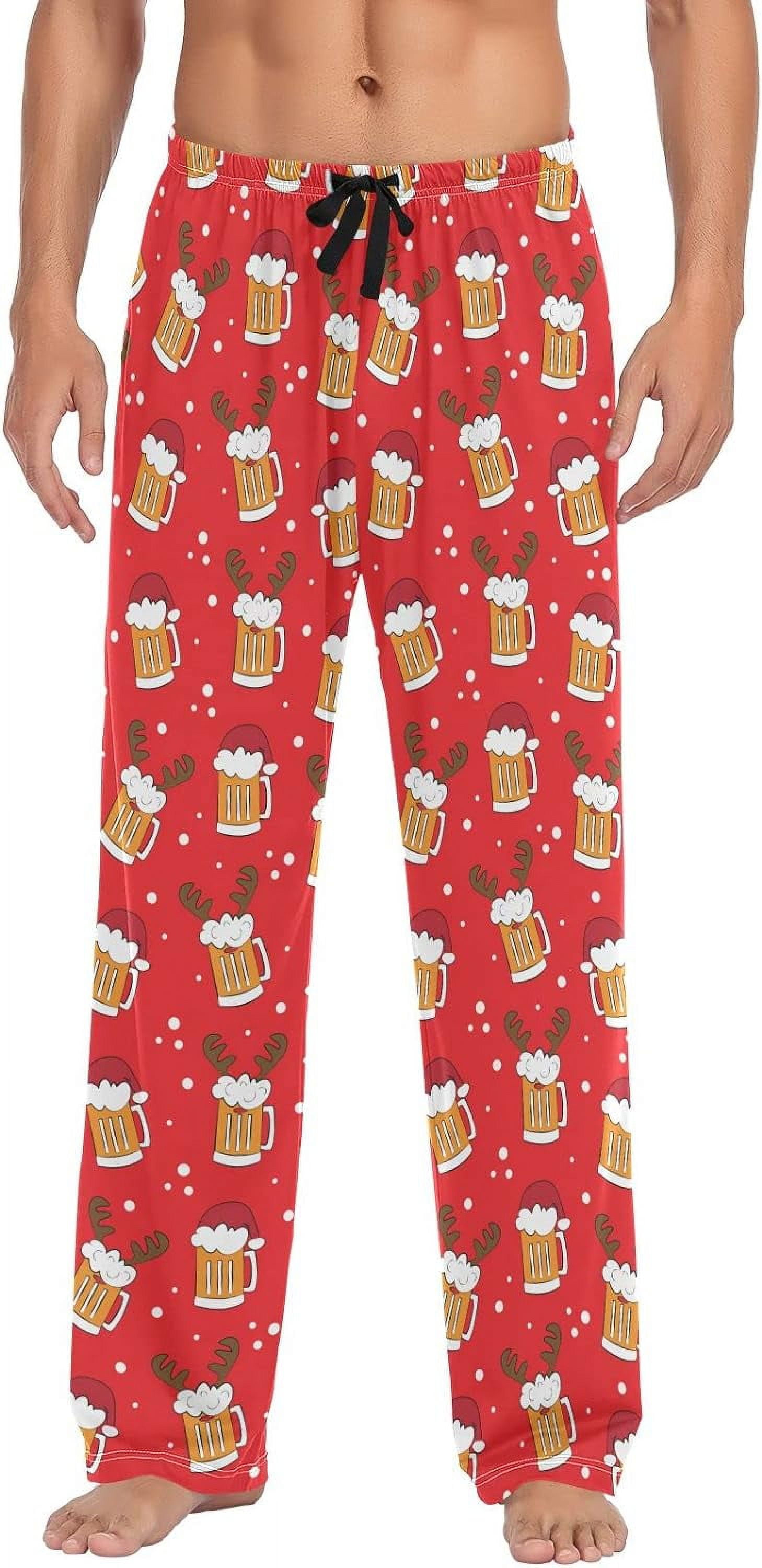 PISONIC Xmas Beer Mens Pajama Pants Lounge Men's Pajama Bottoms Soft ...