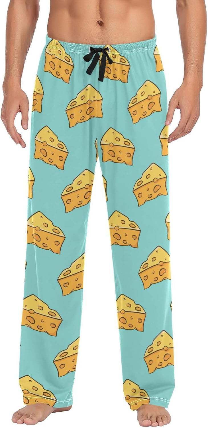 PISONIC Yellow Cheese Mens Pajama Pants Lounge Men's Pajama Bottoms ...